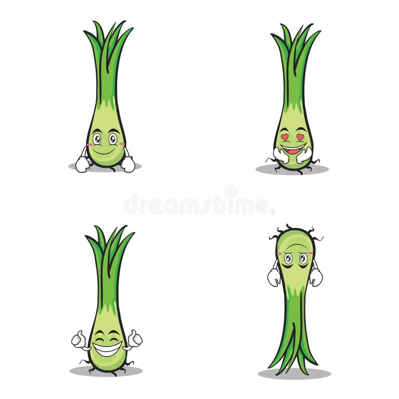 Character of Leek Cartoon Set Stock Vector - Illustration of love ...