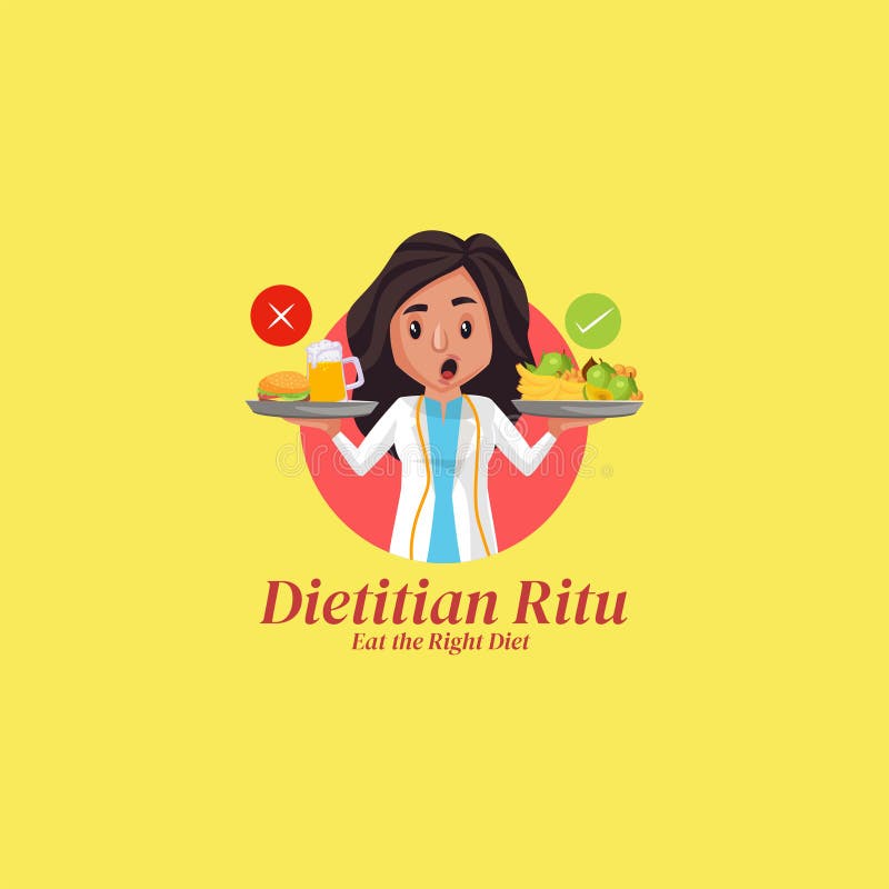 Dietitian Ritu Eat the Right Diet Vector Mascot Logo Stock Vector ...