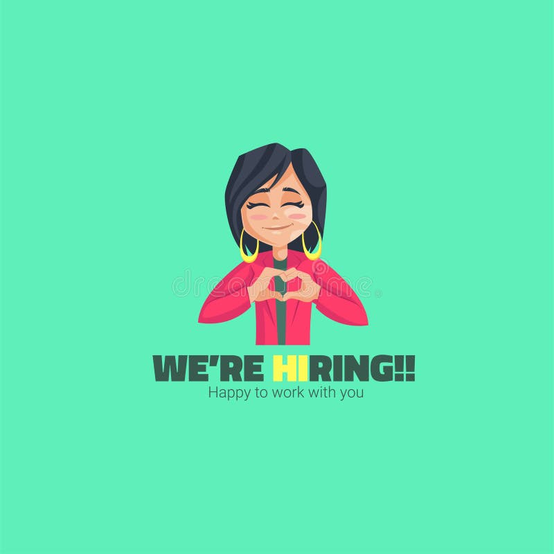 We Re Hiring Happy To Work with You Vector Mascot Logo Stock Vector ...