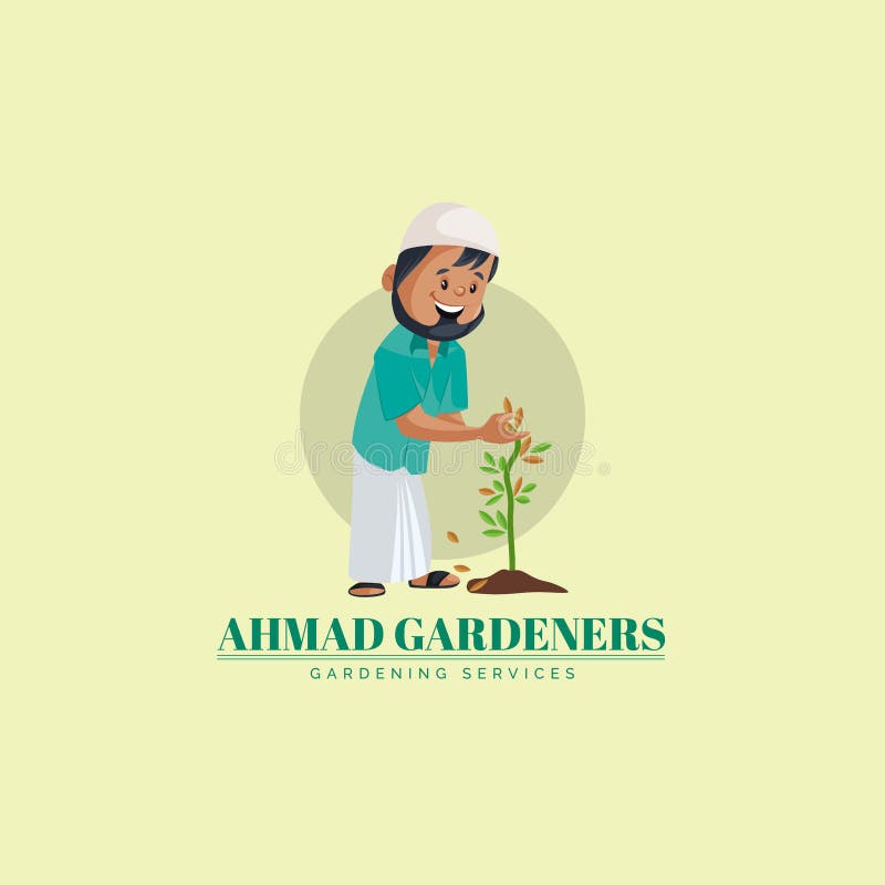 Ahmad Gardeners Gardening Services Vector Mascot Logo Stock Vector ...