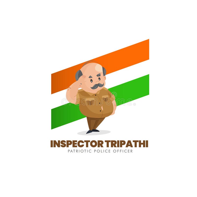 Inspector Tripathi Patriotic Police Officer Vector Mascot Logo Stock ...