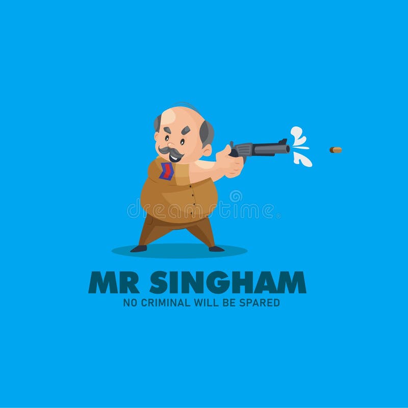 Mr Singham No Criminal Will Be Spared Vector Mascot Logo Stock Vector ...