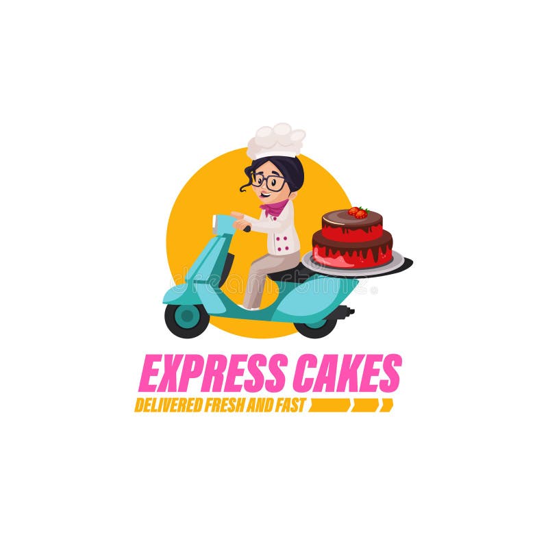 Express Cakes Delivered Fresh and Fast Vector Mascot Logo Stock Vector ...