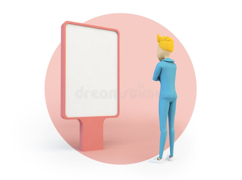 Character Looking at Advertising Mockup Stock Illustration ...