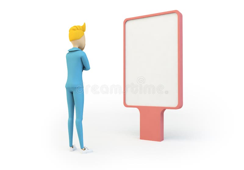 Character Looking at Advertising Mockup Stock Illustration ...