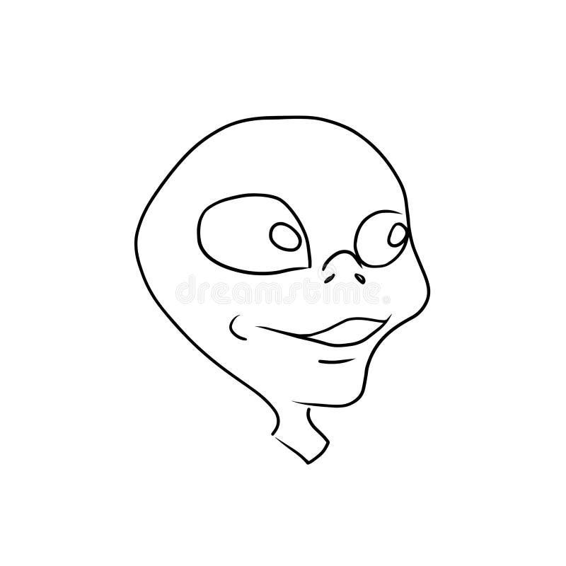 Character Looks Like a Smiling Alien. Outline Illustration Stock ...