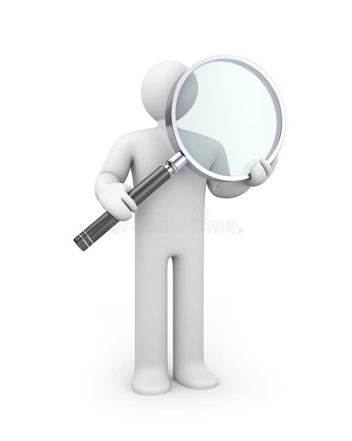 Man Investigating with Magnifying Glass Stock Illustration ...