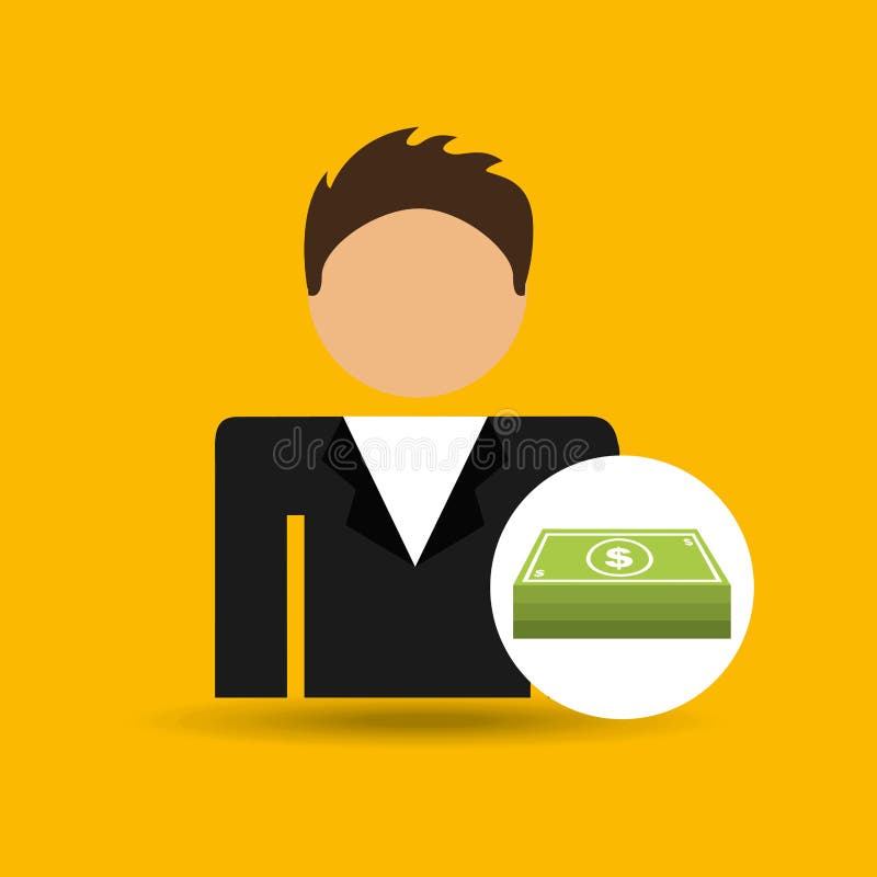 Character Man Bill Money Stack Icon Stock Illustration - Illustration ...