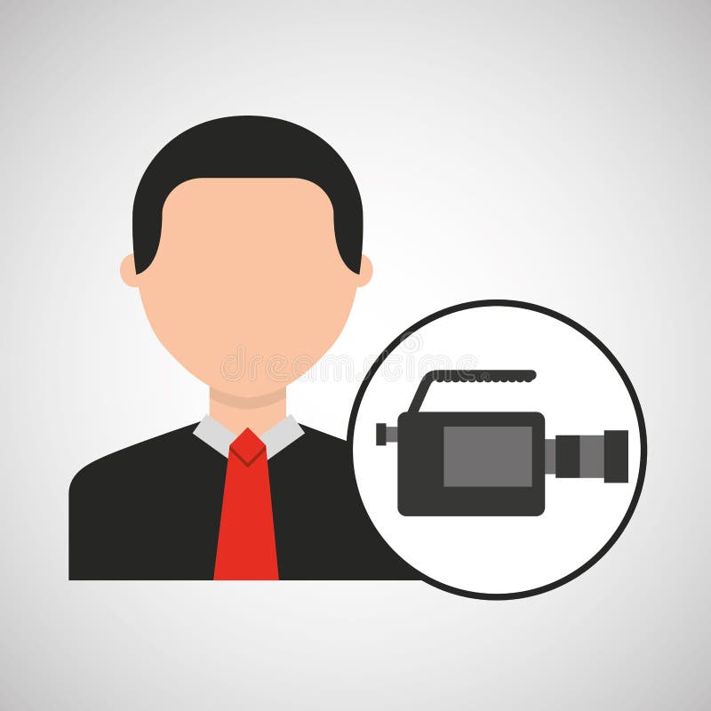 Character Man Camera Film Media Stock Vector - Illustration of industry ...