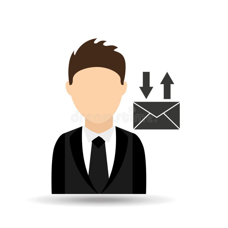 Character Man with Email Mail Design Stock Illustration - Illustration ...