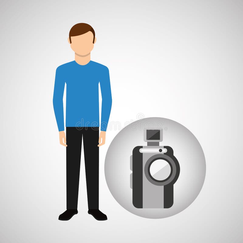 Character Man Movie Concept Compact Camera Stock Vector - Illustration ...