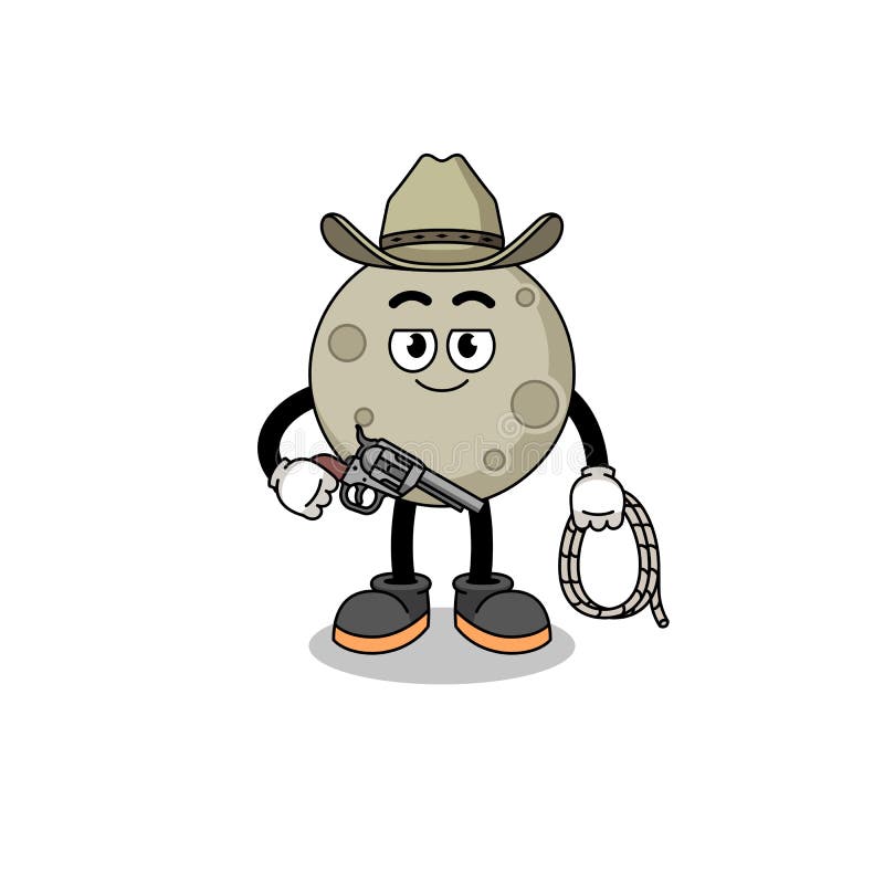 Character Mascot of Moon As a Cowboy Stock Vector - Illustration of ...