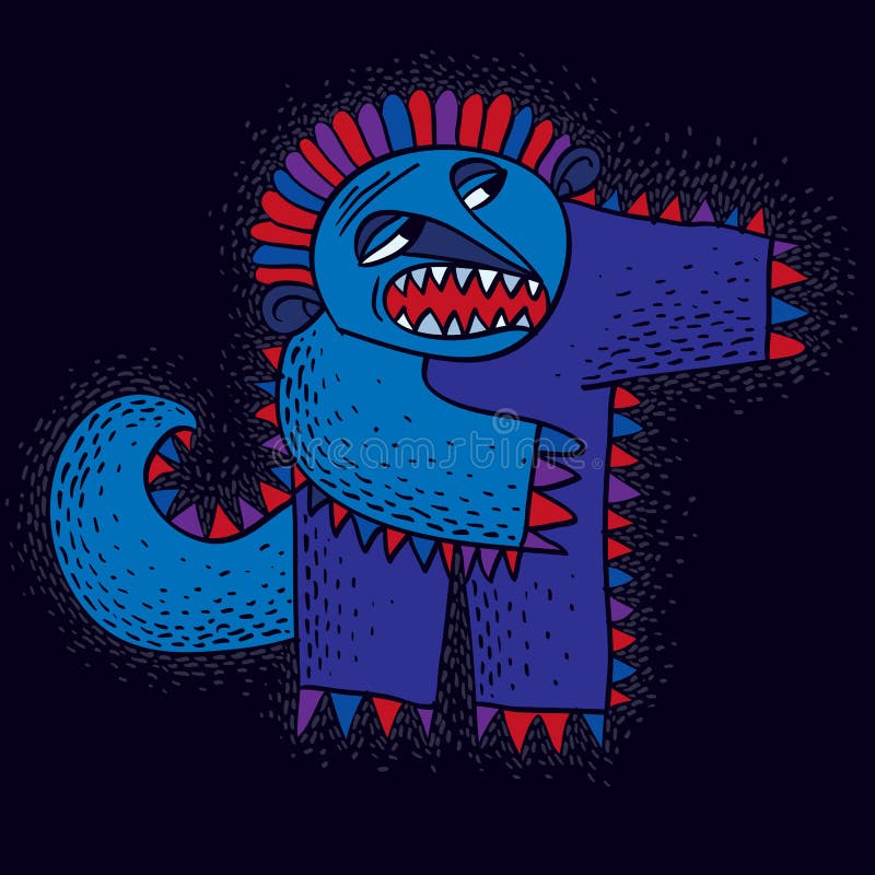 Character Monster Vector Flat Illustration, Cute Blue Mutant. Dr Stock ...