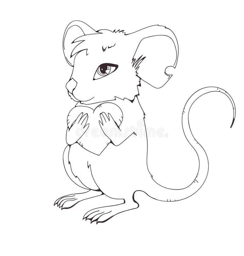 Character Mouse in Love. Cute Mouse Giving Love and Heart Stock Vector ...