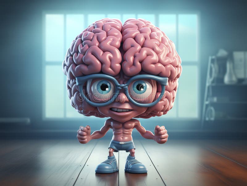 Character of a Muscle Brain. Concept of Strong Mind, Study, Learning or ...