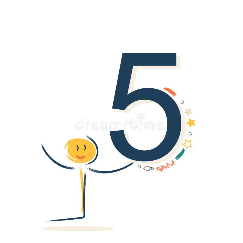 Character with number five stock vector. Illustration of holiday ...