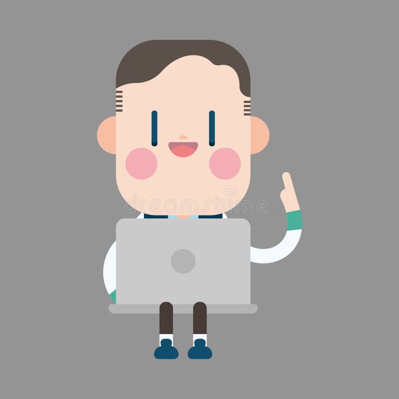 Character Office Man Using Computer Theme Elements Stock Vector ...
