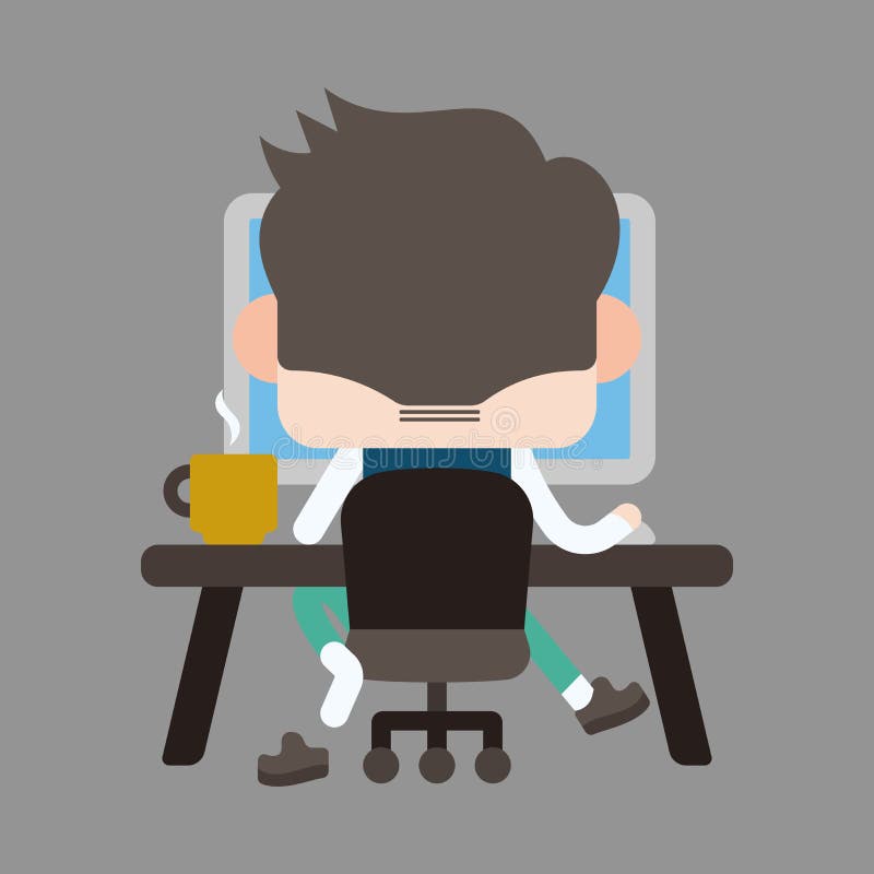 Character Office Man Using Computer Theme Elements Stock Vector ...
