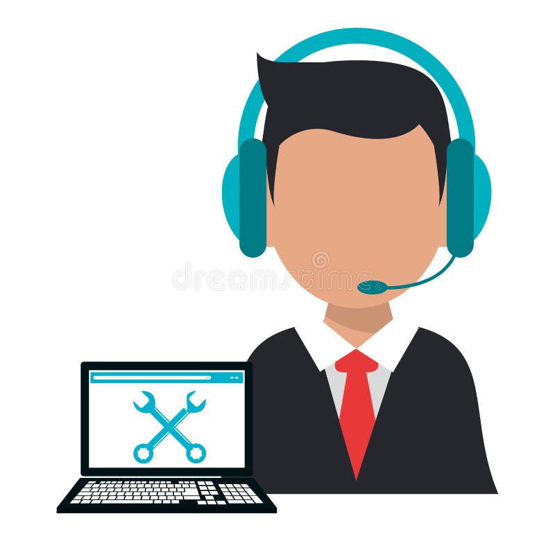 Character Operator Call Center Computer Support Stock Vector ...
