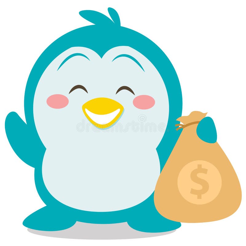 Character Penguin with Money Vector Stock Vector - Illustration of ...