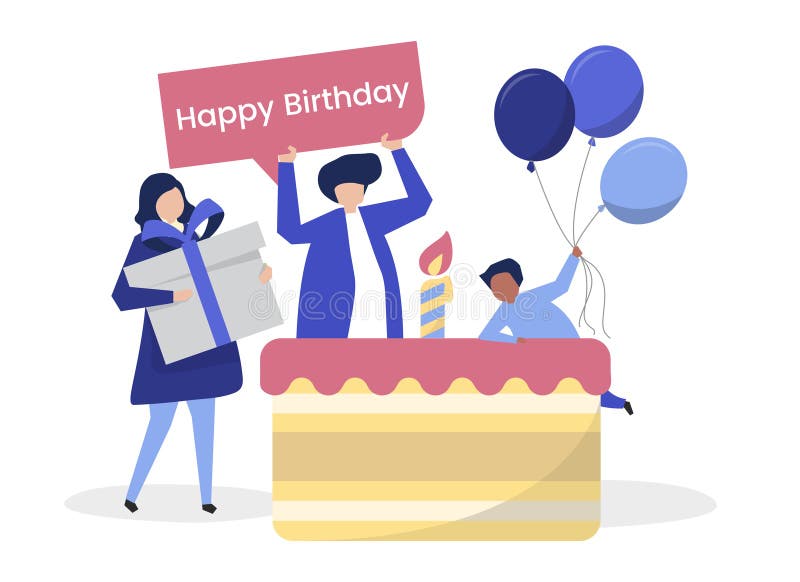 Character of People and a Birthday Party Themed Illustration Stock ...