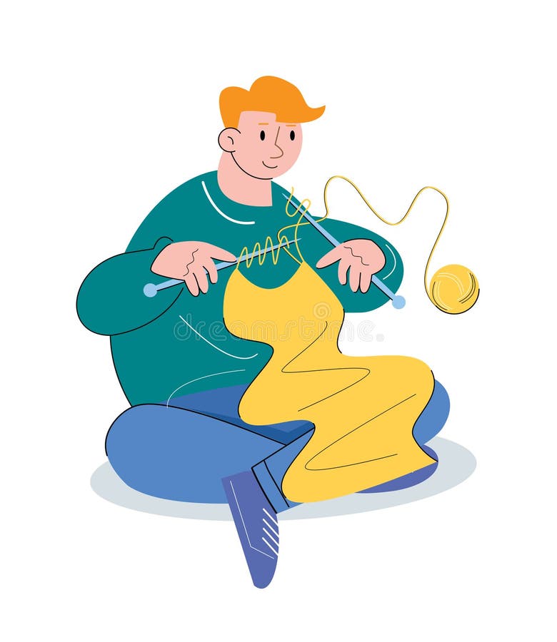 Character People Knitting Vector Illustration Stock Vector ...
