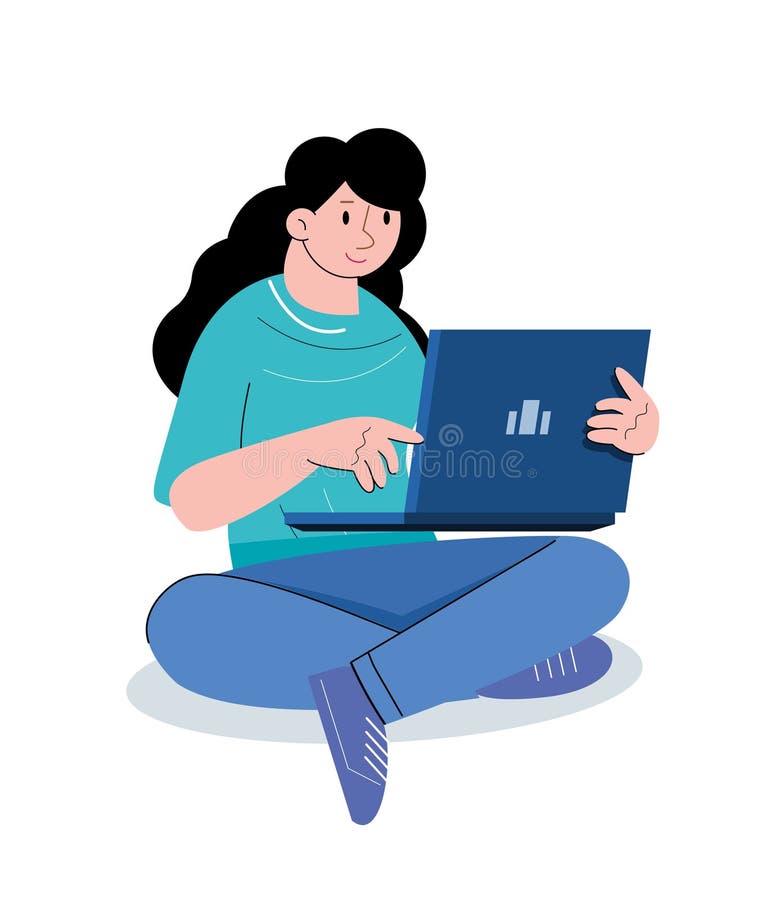 Character People Using Laptop Vector Illustration Stock Vector ...