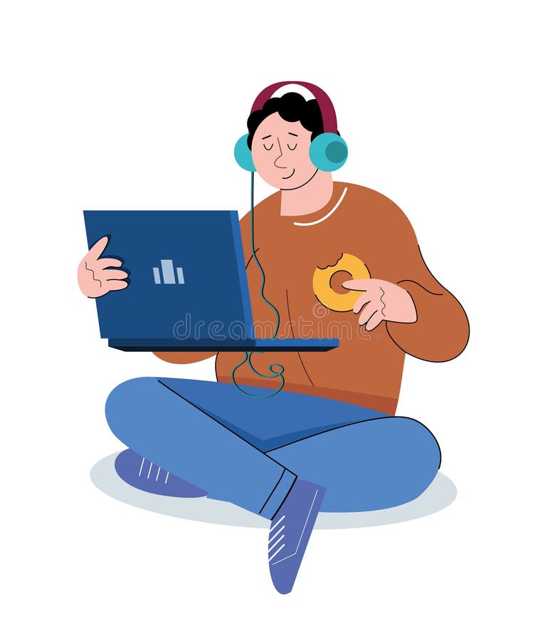 Character People Using Laptop Vector Illustration Stock Vector ...