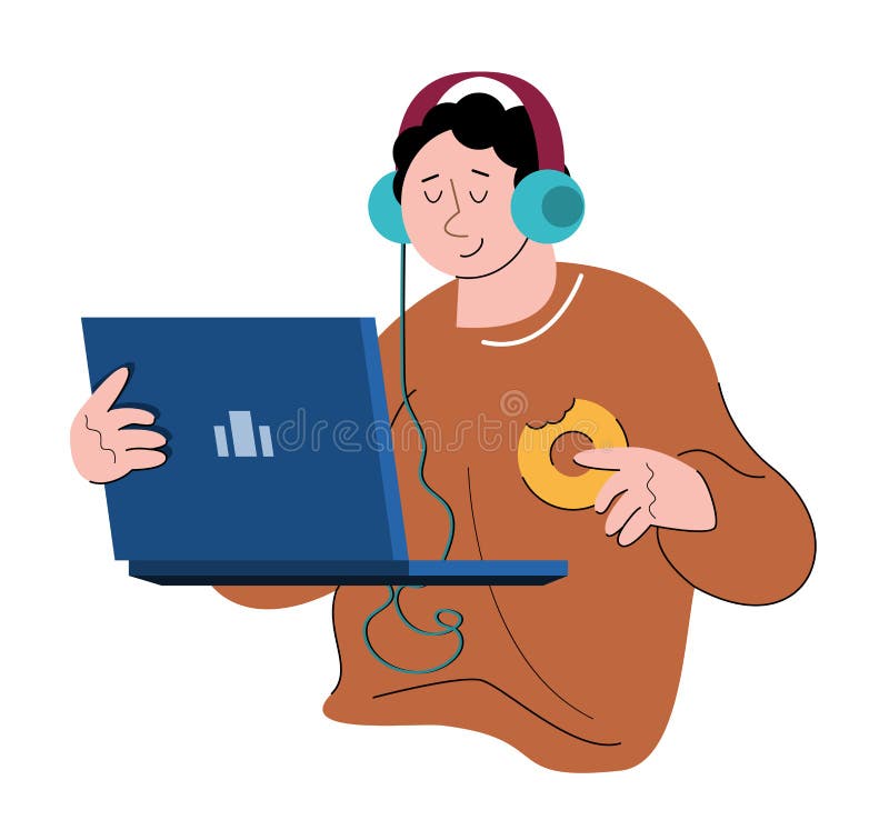 Character People Using Laptop Vector Illustration Stock Vector ...