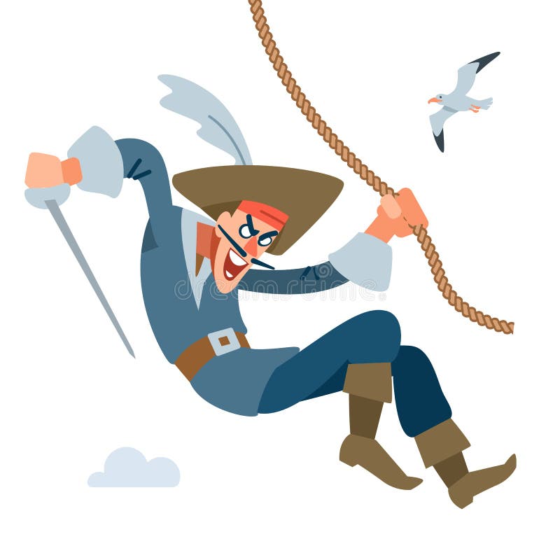 The Character is a Pirate Captain. Pirate Attacks from Above Hanging on ...