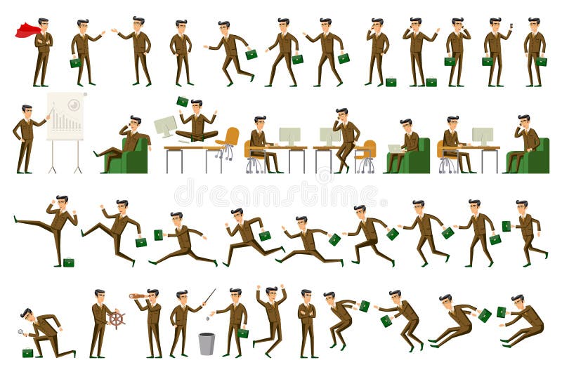 Character Positions Set Business People Vector Stock Vector ...