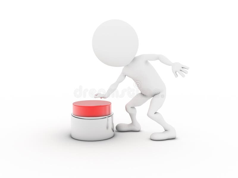 White 3d Man Pressing Red Button Stock Illustrations – 49 White 3d Man ...