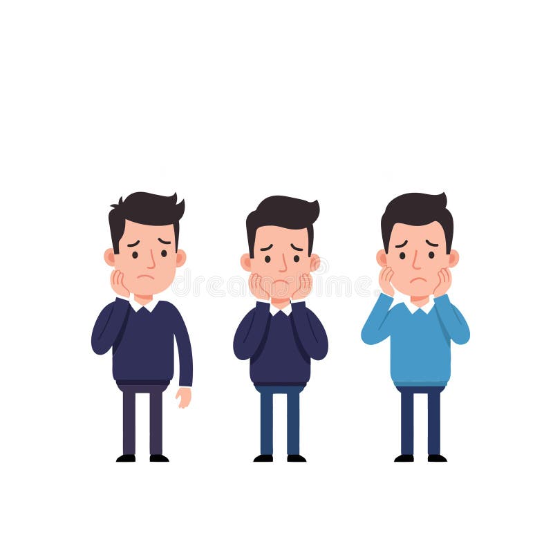 Character Progression from Sad To Hopeful in Flat Design Vector ...