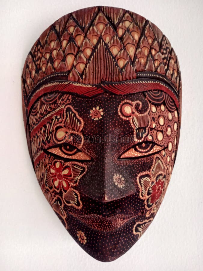 The Puppet Mask from Wooden and Coloring with Batik Pattern Stock Photo ...