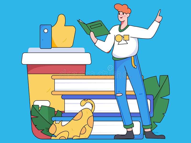 Character Reading Quietly Vector Concept Operation Hand Drawn ...