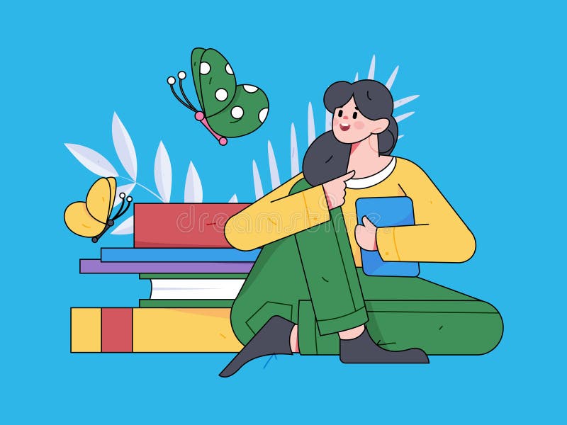 Character Reading Quietly Vector Concept Operation Hand Drawn ...