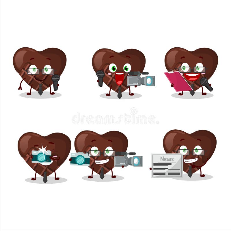 Character Reporter Chocolate Love Cute Mascot with Microphone Stock ...