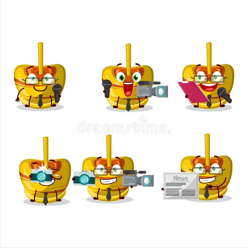 Character Reporter Yellow Sugar Candy Cute Mascot with Microphone Stock ...