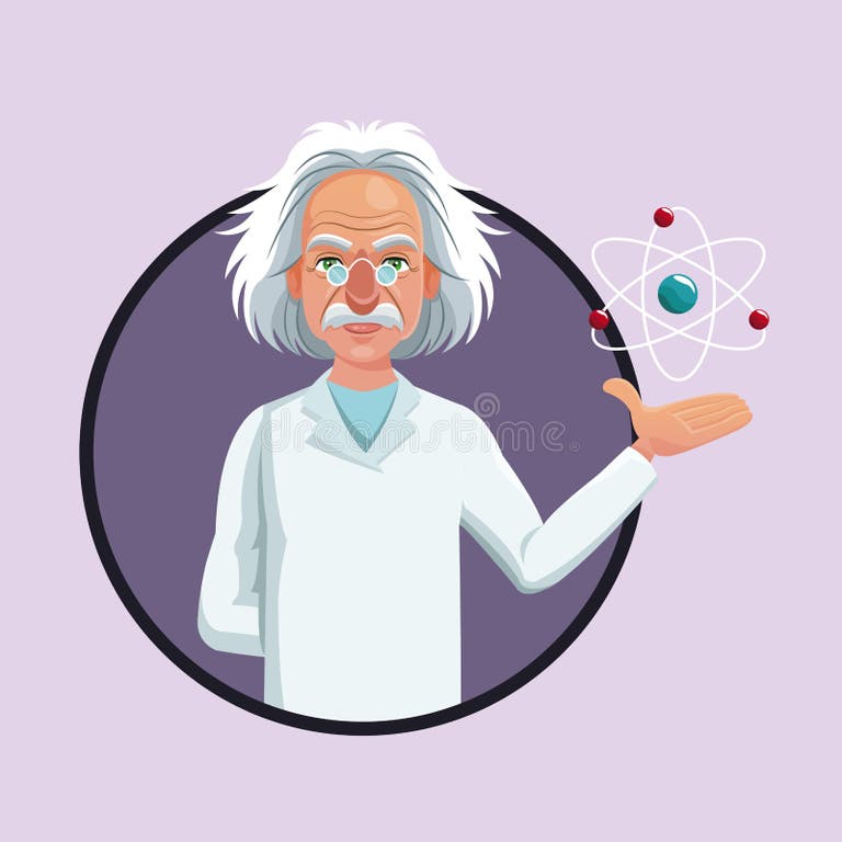 Character Scientist Physical and Atom Purple Icon Stock Vector ...