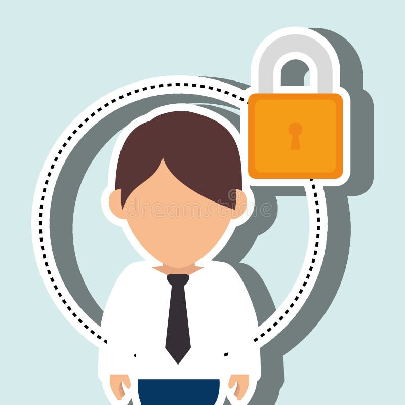 Character Secure Protection Stock Illustration - Illustration of guard ...