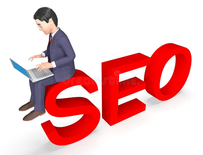 Character Seo Means Business Person and Executive 3d Rendering Stock ...