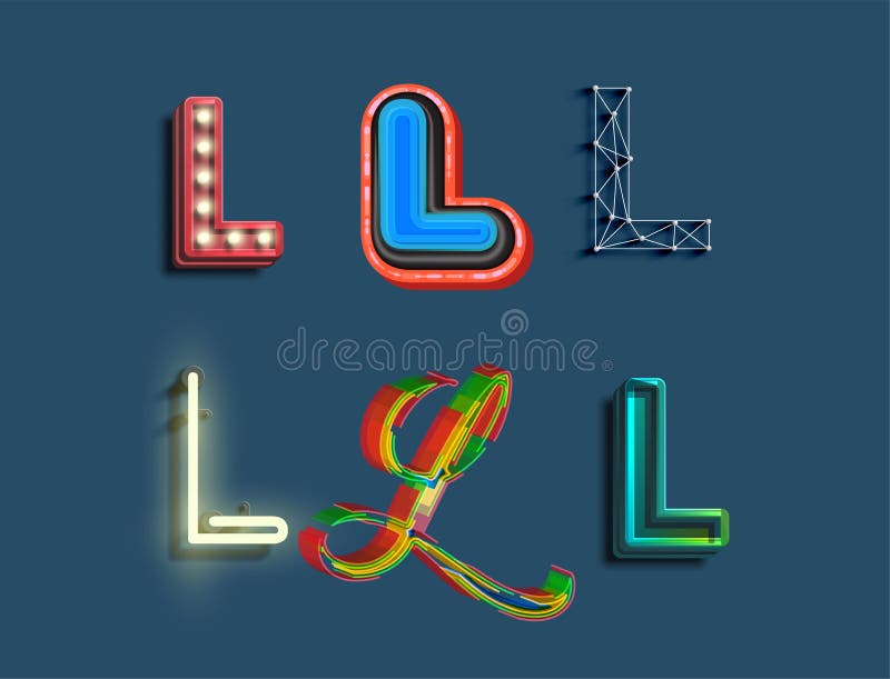 A Character Set of 6 Different Styled Font, Vector Stock Vector ...