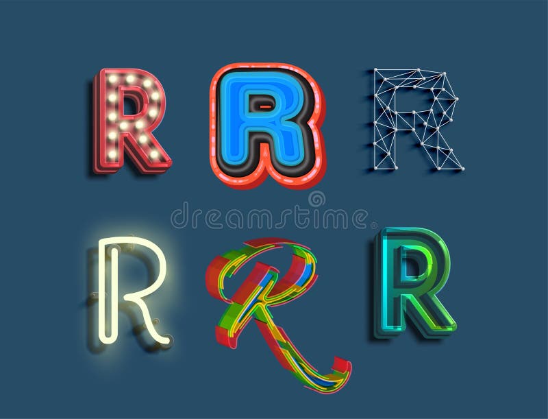 A Character Set of 6 Different Styled Font, Vector Stock Vector ...