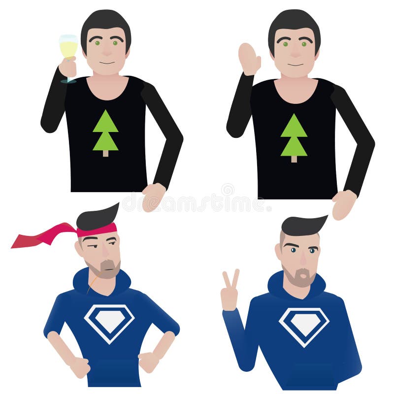 Character Set, Simple Cartoon Character, Flat Color Vector Icon Stock ...