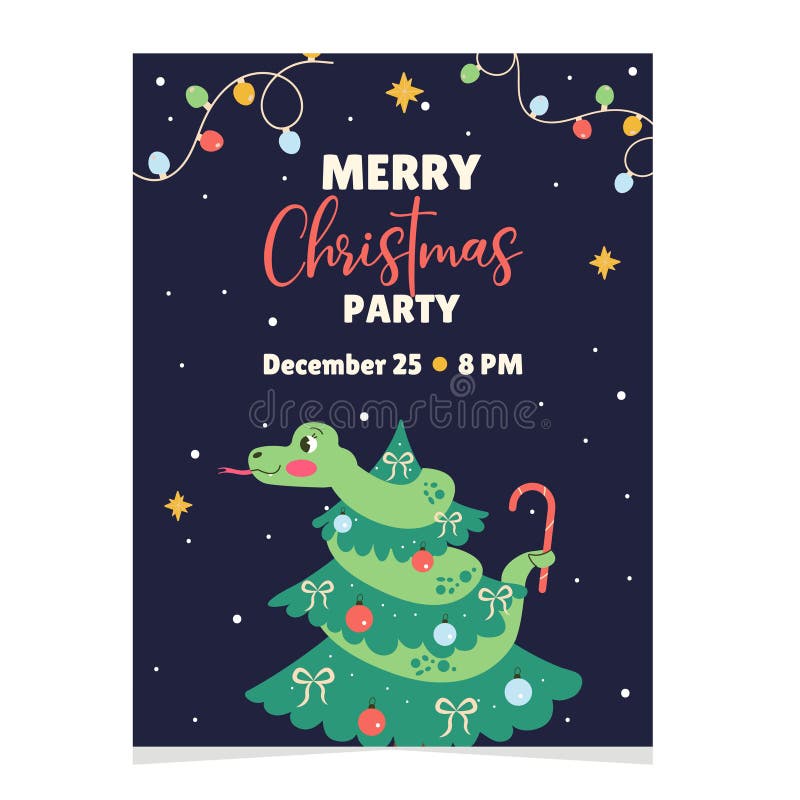 Character Snake Christmas Template Invitation Party Stock Vector ...