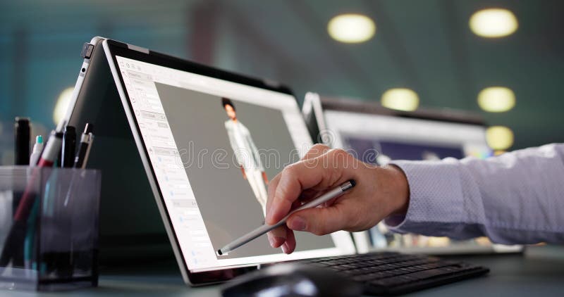 Character Software Design on Computer. 3d Model Graphic Modeling Stock ...