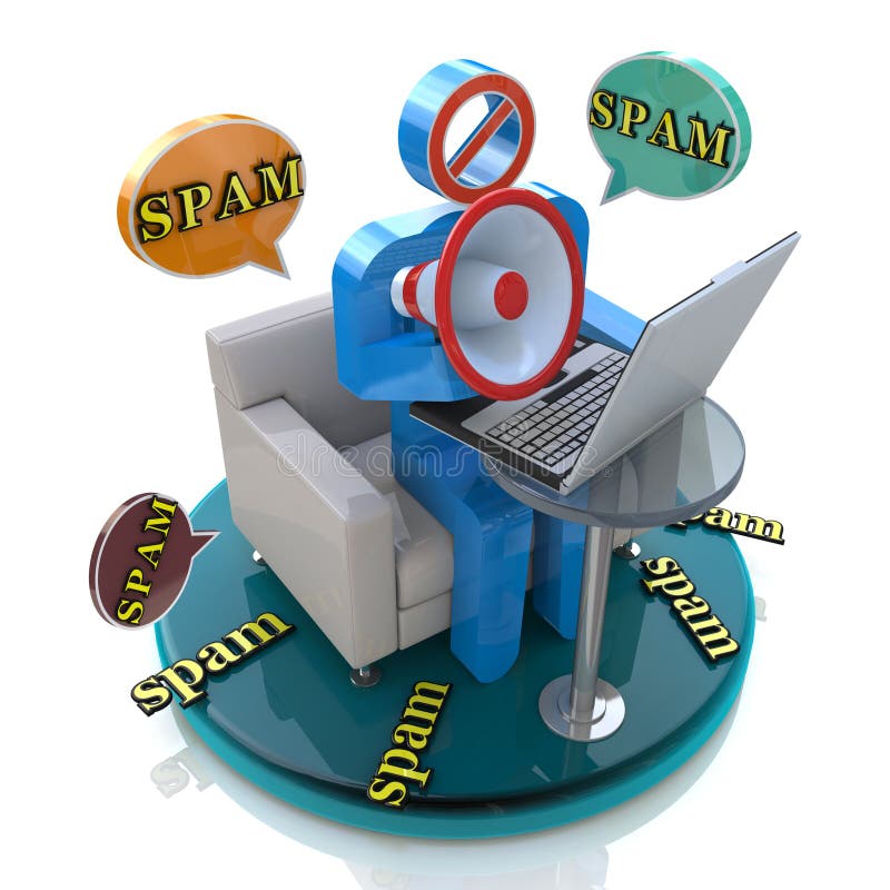 Character Spammer with a Megaphone and Bubbles Speech with Spam Stock ...