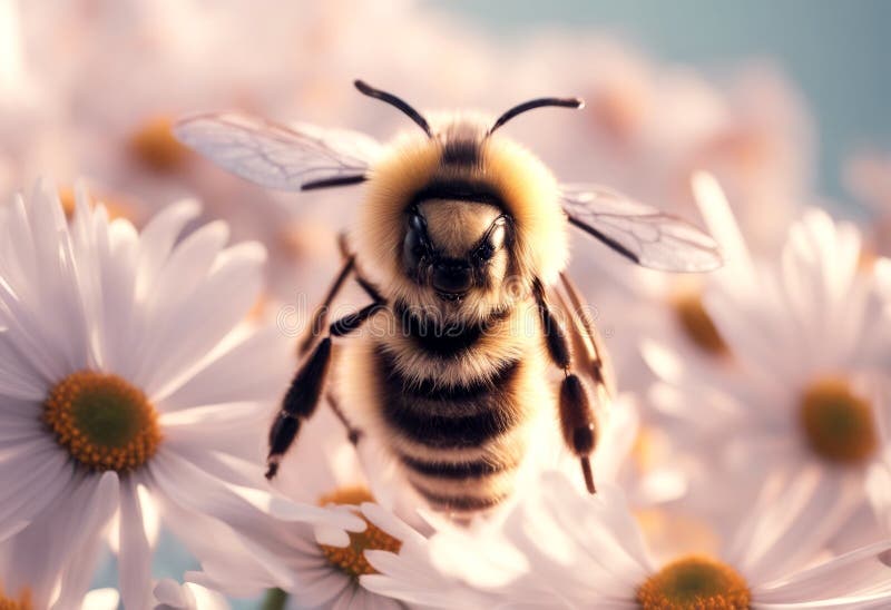 Character Spring Cute Background Vector Set Fly Pattern Olated Bee ...