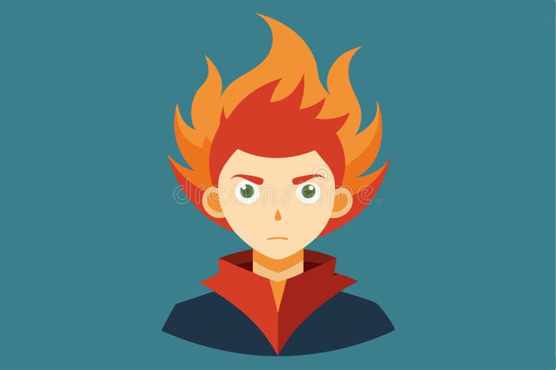 A Character Stands with Striking Fire-like Hair, Featuring a Confident ...