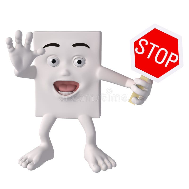 Character with stop sign stock illustration. Illustration of travel ...